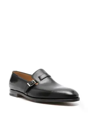 John Lobb Leather Monk Shoes - Black
