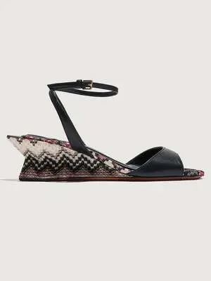 Missoni Sicilia Leather Sandals - Black Leather/raschel Wave