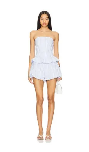 Line & Dot Darra Romper - White & Blue
