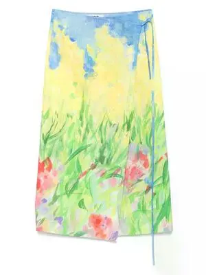 MSGM Floral-print Midi Skirt - Yellow