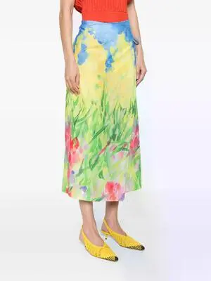 MSGM Floral-print Midi Skirt
