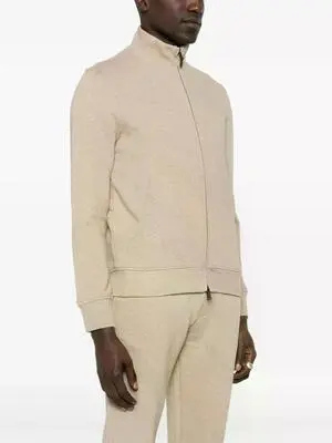 Canali Mélange-effect Zip Up Hoodie - Neutrals