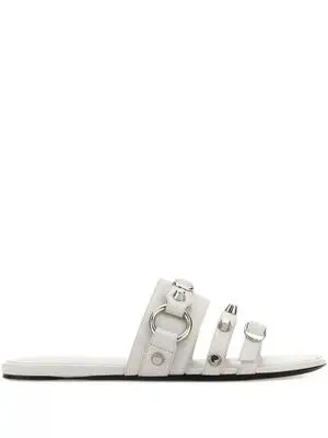 Balenciaga City Studded-strap Slide Sandals - White