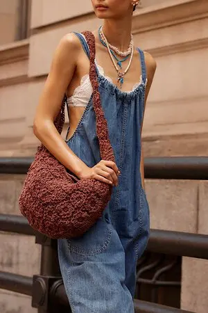 Free People Cotswold Crochet Shoulder Bag - Coffee Bean
