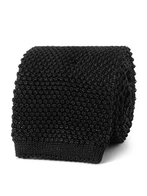 Brunello Cucinelli 7cm Knitted Silk Tie - Black