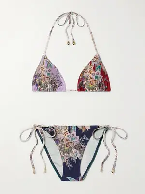 Zimmermann Rhiannon Floral-print Triangle Bikini - Blue
