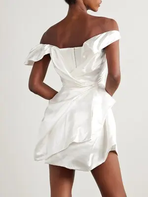 VIVIENNE WESTWOOD Aurora Off-the-shoulder Draped Mini Dress - Neutrals
