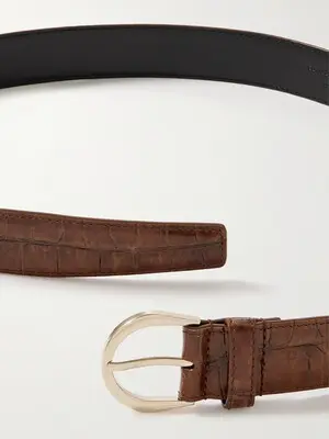 Saint Laurent Croc-effect Leather Belt