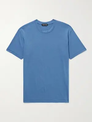 TOM FORD Slim-fit Lyocell And Cotton-blend Jersey T-shirt - Blue