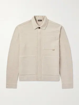Zegna Wool, Cashmere, Linen And Silk-blend Chore Jacket - Neutrals