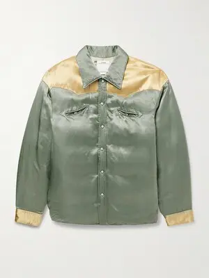 Visvim Panelled Padded Down Jacket - Green