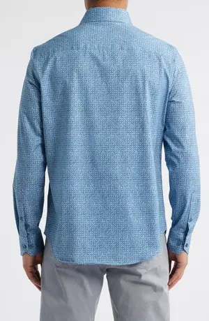 Bugatchi Ooohcotton® Devon Abstract Print Button-up Shirt - Cobalt