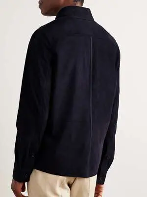 Ralph Lauren Purple Label Suede Bomber Jacket - Navy