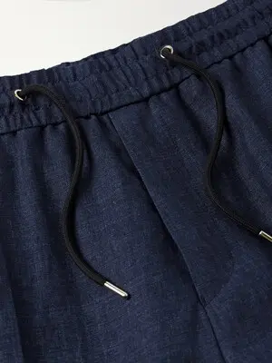 Paul Smith Tapered Linen Drawstring Trousers - Blue