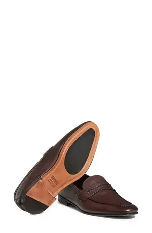 Zegna Natural Grain Leather Loafer - Medium Brown Solid