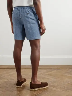 Mr P. Straight-leg Linen-chambray Drawstring Shorts