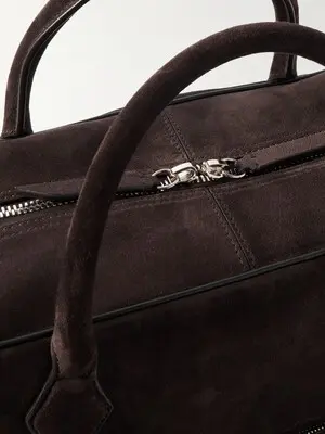 METIER Closer All Day Full-grain Leather-trimmed Suede Briefcase