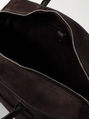METIER Closer All Day Full-grain Leather-trimmed Suede Briefcase