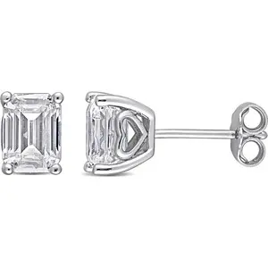 JULIANNA B. Moissanite Emerald Cut Stud Earrings - Sterling Silver
