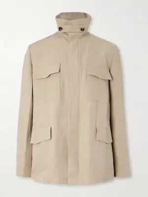 Loro Piana Linen And Silk-blend Field Jacket - Neutrals