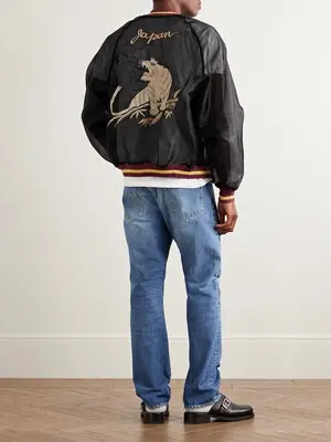 Kapital Souvenir Embroidered Organza Bomber Jacket - Black