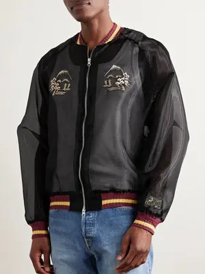 Kapital Souvenir Embroidered Organza Bomber Jacket - Black