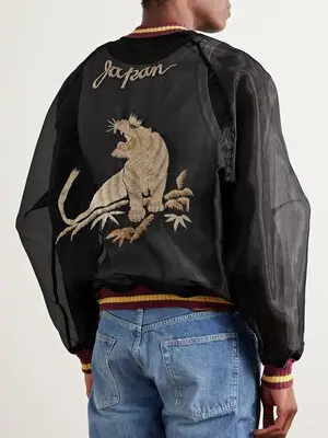 Kapital Souvenir Embroidered Organza Bomber Jacket - Black