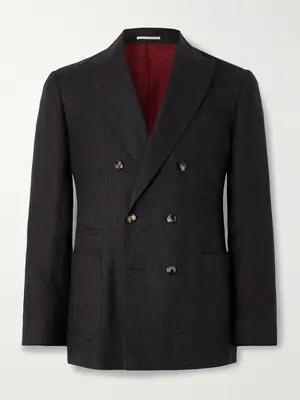 Brunello Cucinelli Double-breasted Linen Suit Jacket