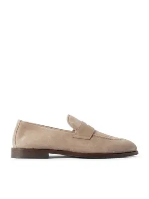 Brunello Cucinelli Suede Penny Loafers - Brown