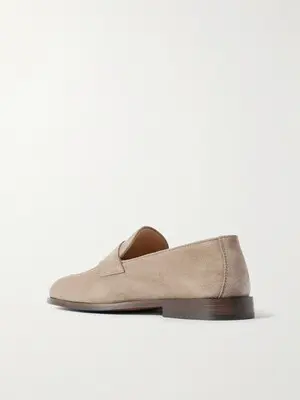 Brunello Cucinelli Suede Penny Loafers - Brown