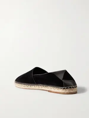 Brunello Cucinelli Leather-trimmed Suede Espadrilles - Black