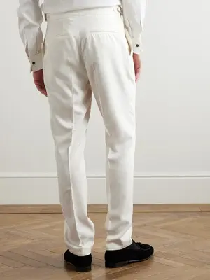 Brunello Cucinelli Straight-leg Pleated Silk-satin Tuxedo Trousers