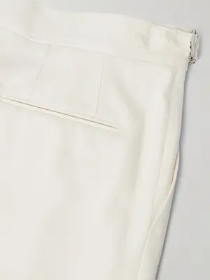 Brunello Cucinelli Straight-leg Pleated Silk-satin Tuxedo Trousers