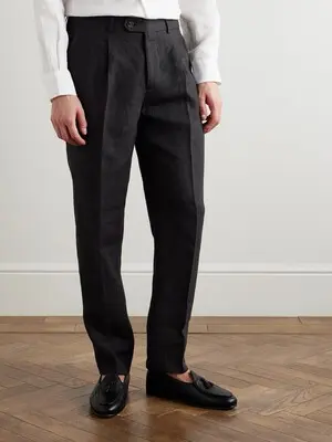 Brunello Cucinelli Slim-fit Pleated Linen Trousers