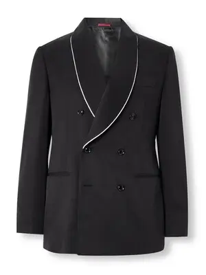 Brunello Cucinelli Double-breasted Shawl-lapel Silk-twill Tuxedo Jacket - Black