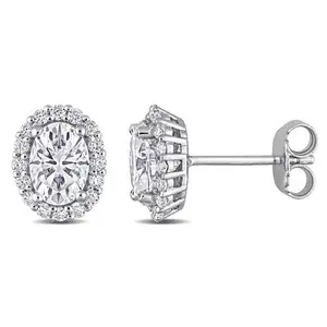 JULIANNA B. Oval Halo Stud Earrings - Sterling Silver