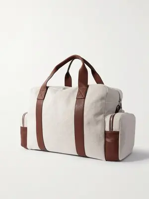 Brunello Cucinelli Leather-trimmed Canvas Weekend Bag