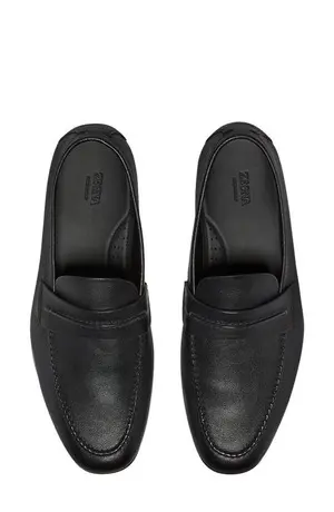 Zegna Natural Grain Leather Loafer