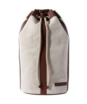 Brunello Cucinelli Leather-trimmed Canvas Backpack - Neutrals