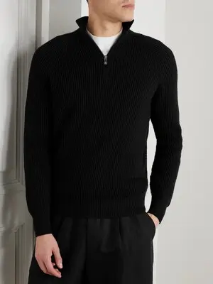 Brunello Cucinelli Ribbed Cotton Half-zip Sweater