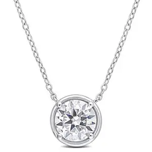 JULIANNA B. Moissanite Halo Pendant Necklace - Sterling Silver