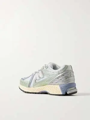 NEW BALANCE 1906R Metallic Leather-Trimmed Sneakers Light Blue
