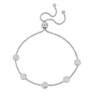 JULIANNA B. Moissanite Station Bolo Bracelet - Sterling Silver