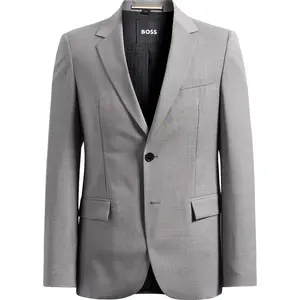 BOSS Houston Solid Wool Suit Jacket - Silver