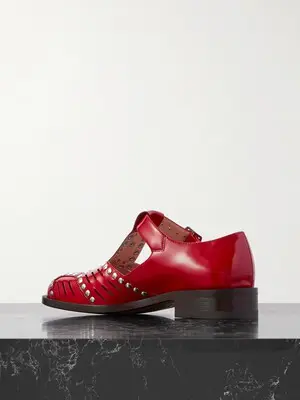 Bally Spiegel Studded Glossed-leather Brogues - Red