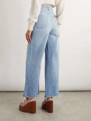 Chloé Frayed High-rise Wide-leg Jeans