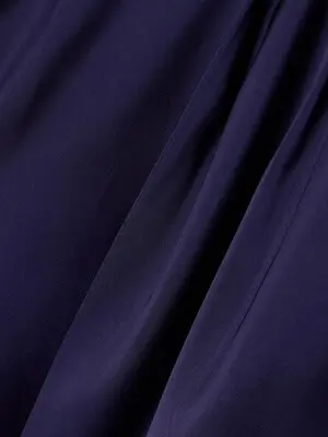Another Tomorrow Pleated Satin Wide-leg Pants - Blue