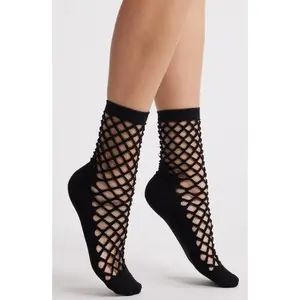 STEMS Netted Crew Socks - Black