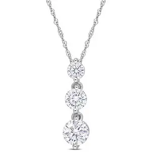 JULIANNA B. Moissanite Graduated 3-stone Pendant Necklace - Sterling Silver