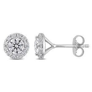 JULIANNA B. Moissanite Halo Earrings - Sterling Silver